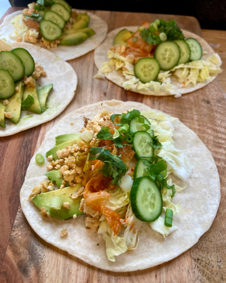 Miso Tofu Tacos with Kimchi - Olive You So Matcha