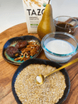 Chai Latte Steel Cut Oats with pecans and pear - Olive You So Matcha