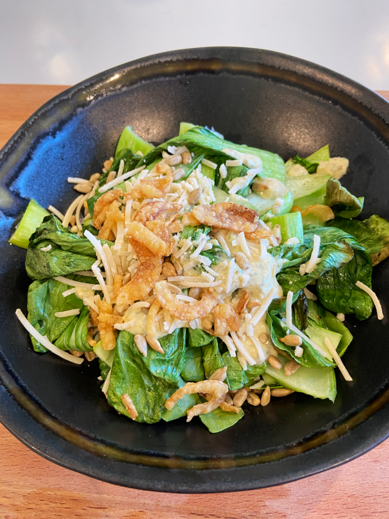 Bok Choy caesar salad with healthy tahini dressing - Olive You So Matcha