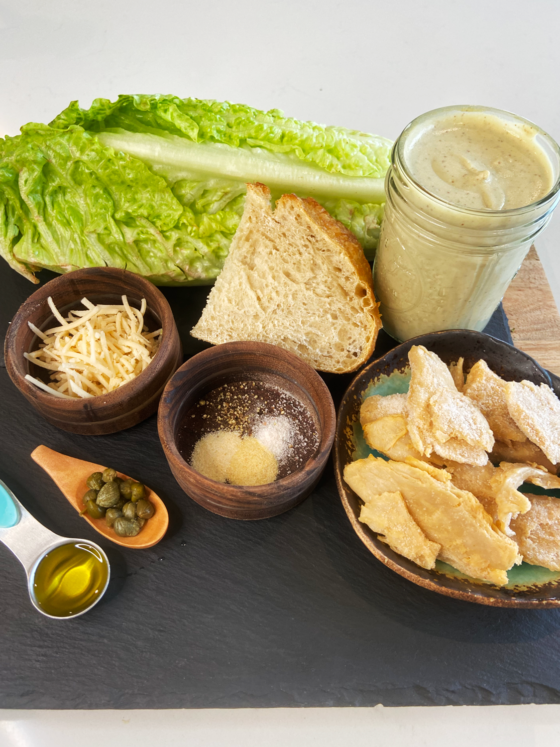 air fryer vegan chicken caesar salad with tahini dressing - Olive You ...