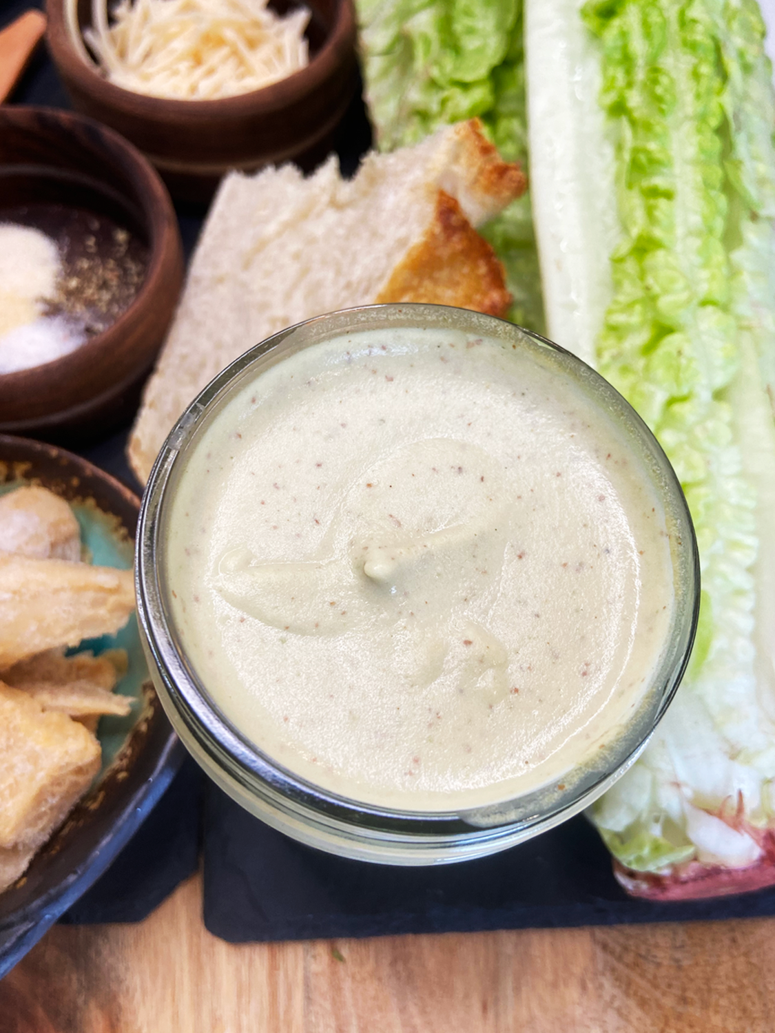 air fryer vegan chicken caesar salad with tahini dressing - Olive You ...