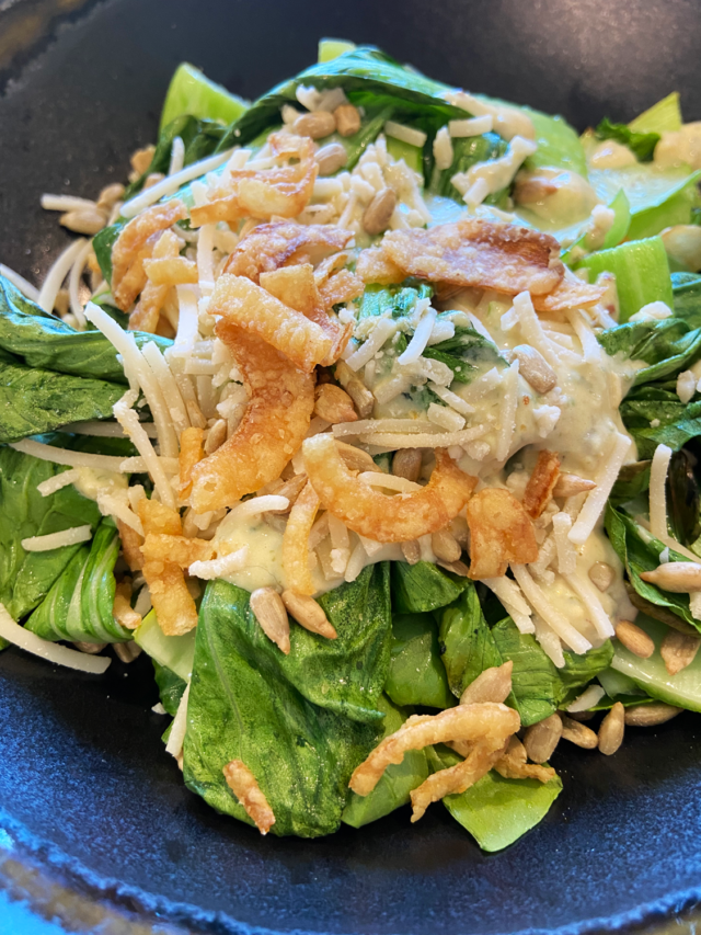 Bok Choy caesar salad with healthy tahini dressing - Olive You So Matcha