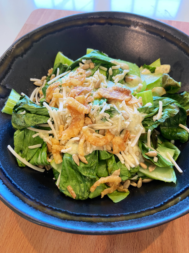 Bok Choy caesar salad with healthy tahini dressing - Olive You So Matcha