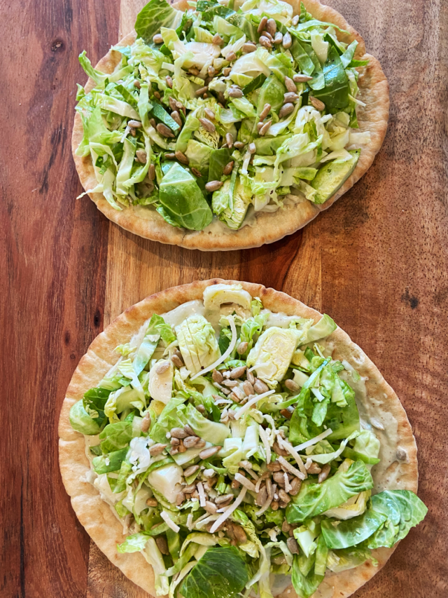 Brussels sprout caesar pita pizza (vegan nut-free caesar) - Olive You ...